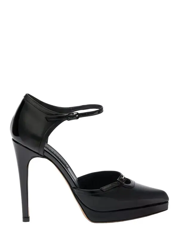 Casadei 100mm Michelle Buckled Platform Pumps - Black