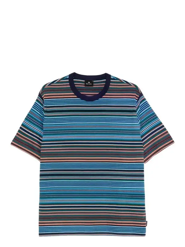 Paul Smith Multi-stripe Cotton T-shirt - 45 Cobalt Blue