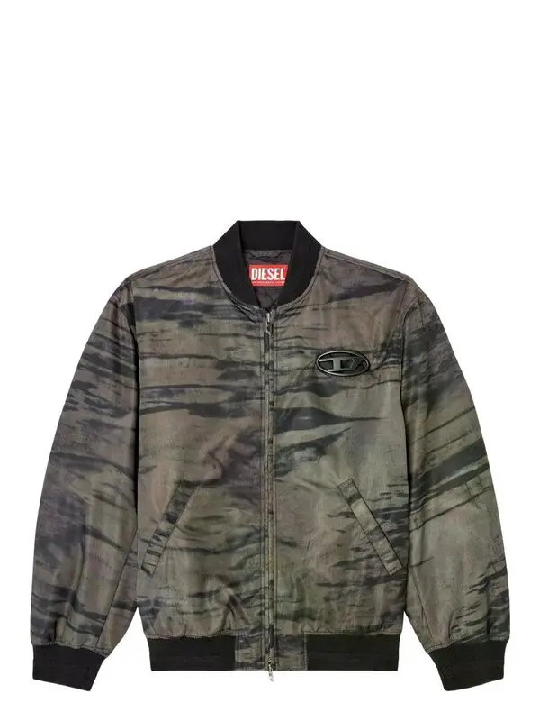 Diesel Abstract-print Bomber Jacket - Grey