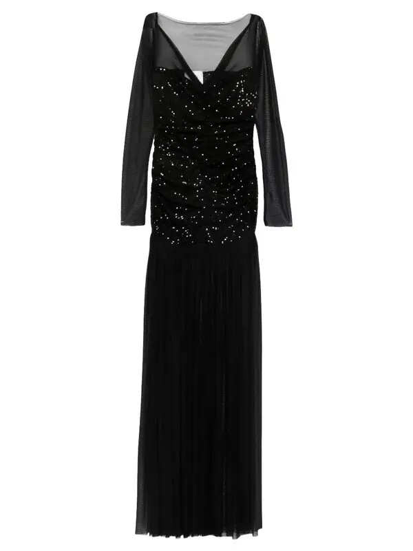 ATU BODY COUTURE Sequin-embellished Mesh Maxi Dress - Black