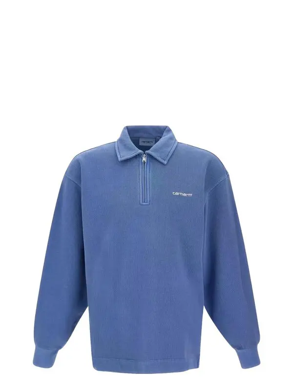 Carhartt Work In Progress Half-zip Cotton Polo Shirt - Blue
