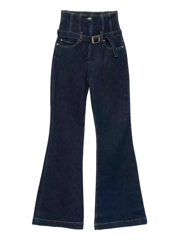 Pinko High-waisted Flare Leg Jeans With Belt - Blue