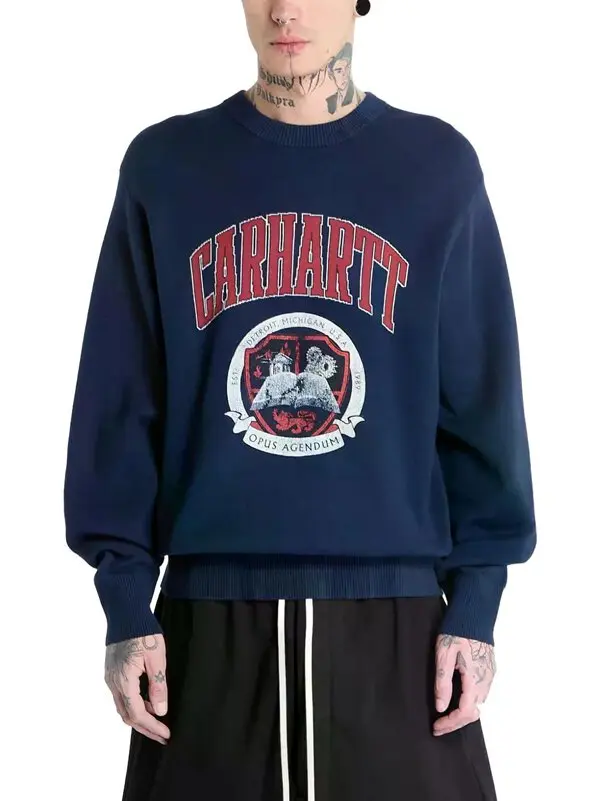 Carhartt Work In Progress College-logo Sweater - Blue