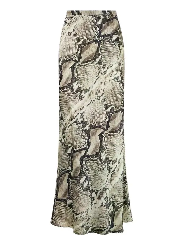 Roberto Cavalli Snakeskin-print Silk Skirt - Neutrals