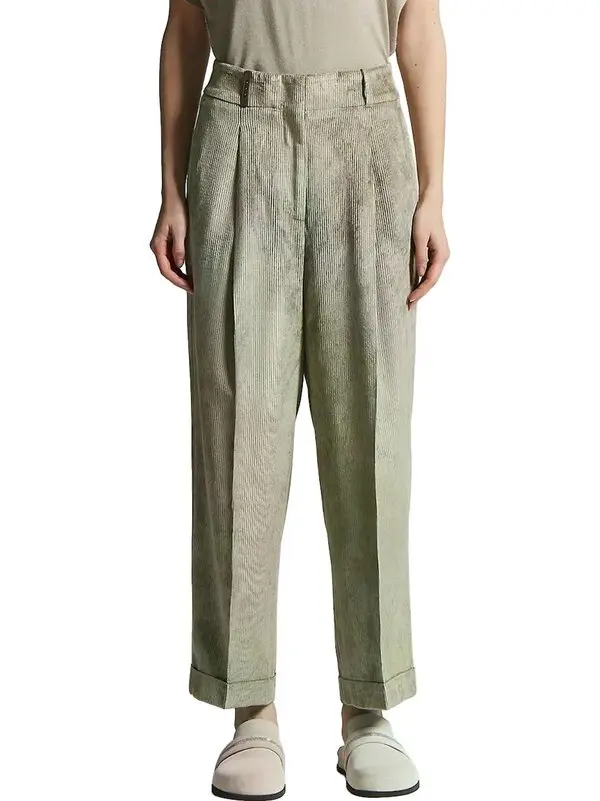 Peserico Pleated Corduroy Trousers - Green
