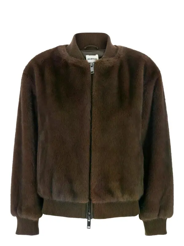 P.a.r.o.s.h Eco Fur Bomber Jacket - Brown