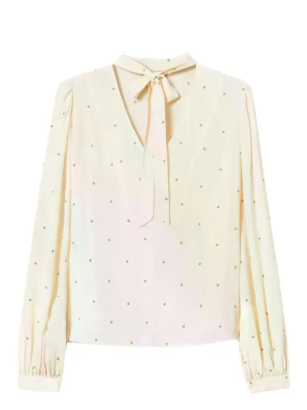 TWINSET Embellished Tie-neck Blouse - Neutrals