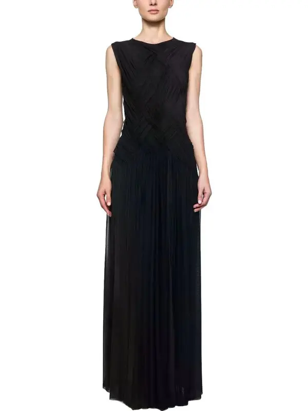 ATU BODY COUTURE Cross-panel Pleated Maxi Dress - Black