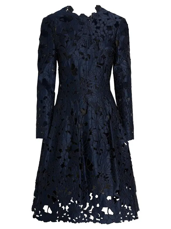Oscar De La Renta Guipure Lace Dress - Navy