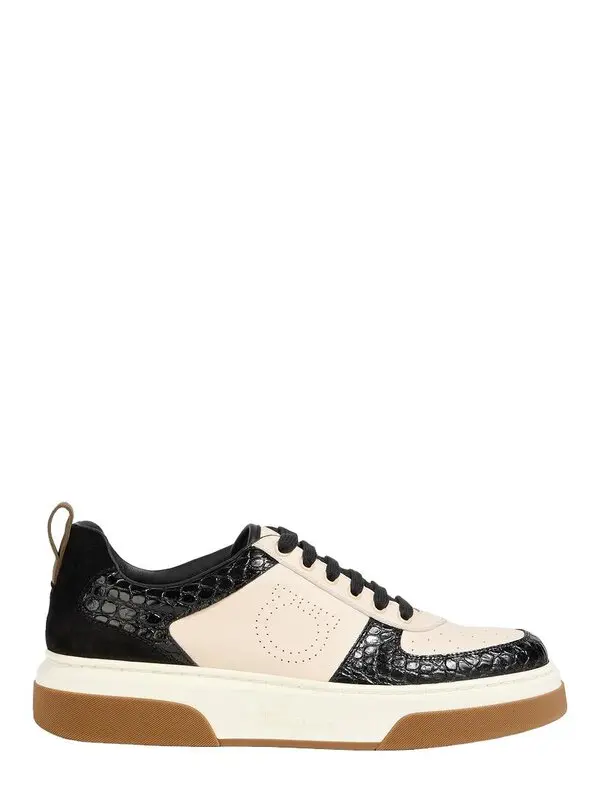 FERRAGAMO Cassina Leather Sneakers - Black