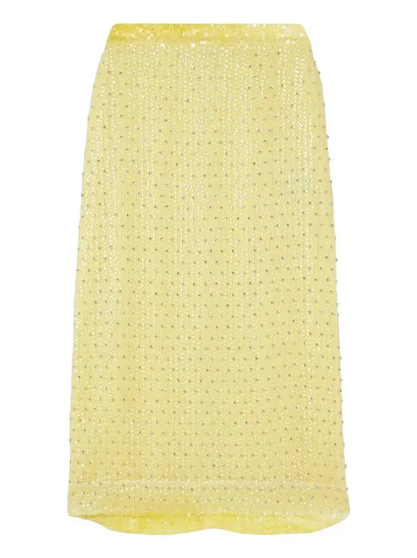 Erdem Mariana Embellished Crepe Midi Skirt - Pastel Yellow