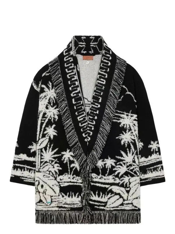 Alanui Palm Grove Tales Fringe Cardigan - Black