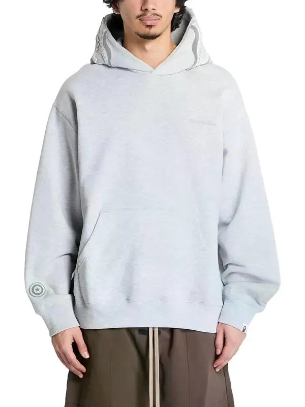 A BATHING APE Shark-logo Pullover Hoodie - Grey