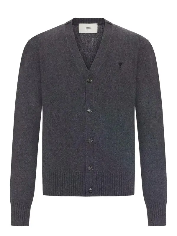 Ami Cashmere Buttoned Cardigan - Grey