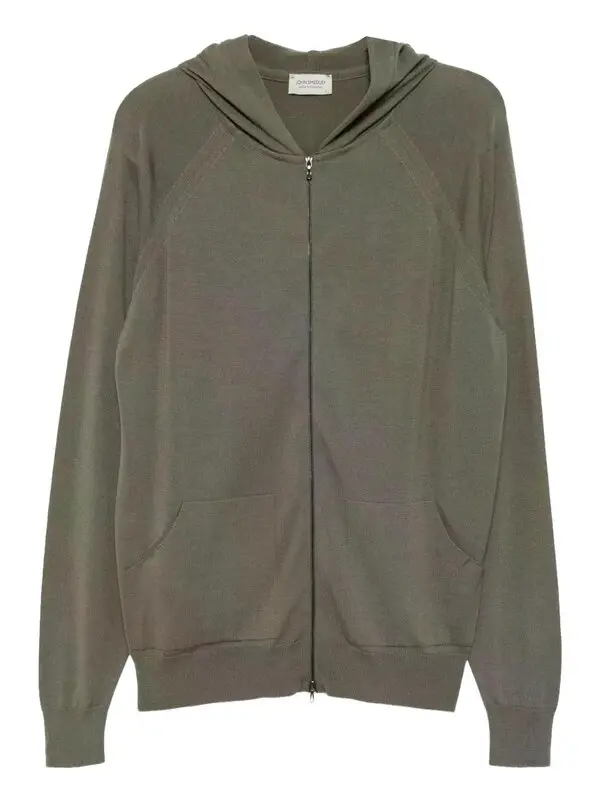 John Smedley Knit Hoodie - Green