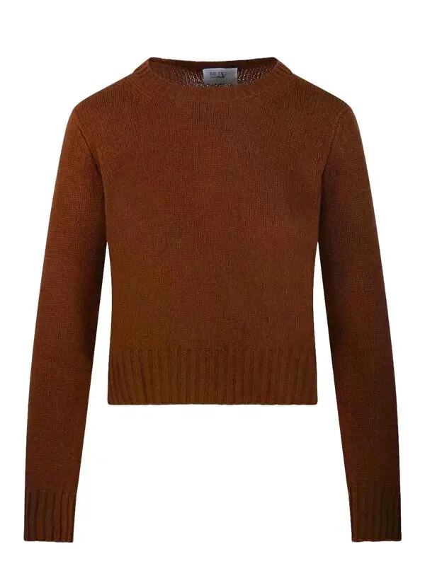 BEYOU Round-neck Ribbed Jumper - Brown