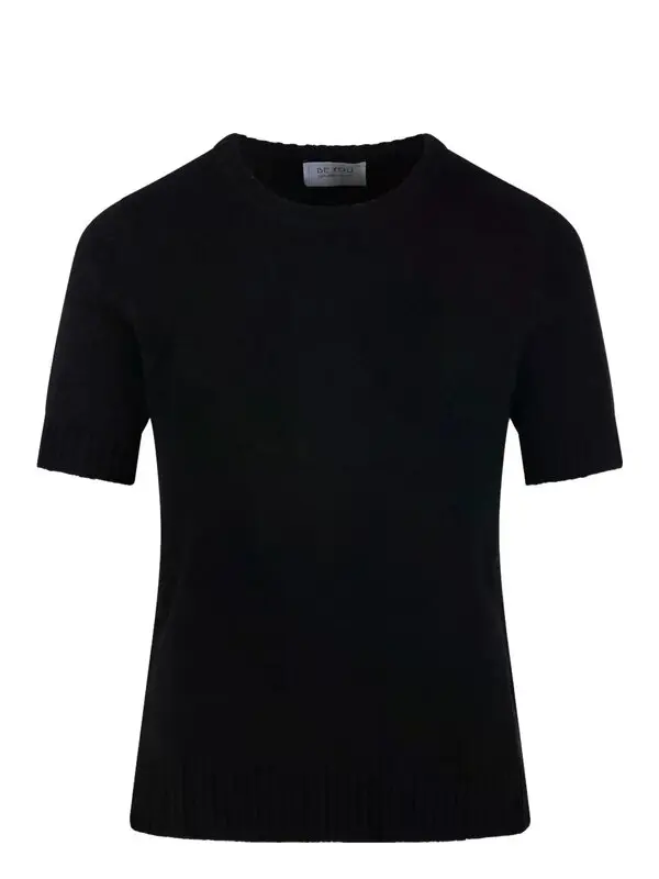 BEYOU Short-sleeve Round-neck Jumper - Black