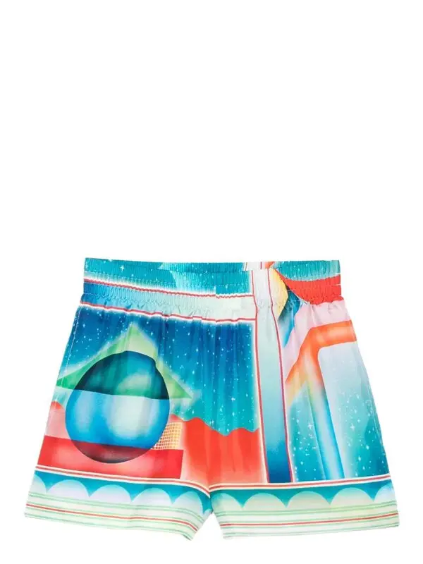 Casablanca Galaxy Court Silk Shorts - Blue