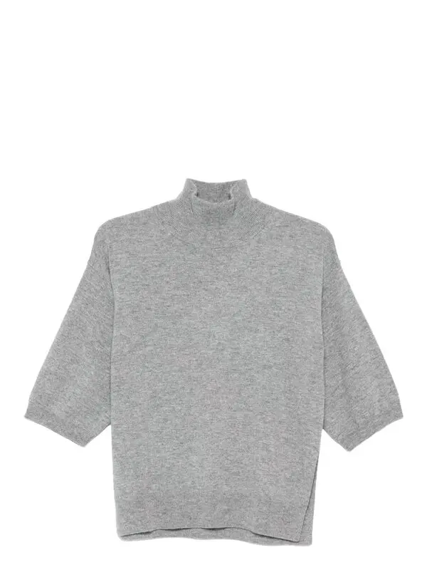 Seventy High-neck Short-sleeve Top - Grey