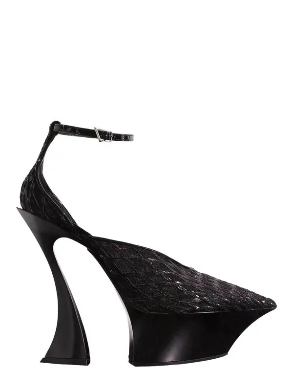 MUGLER Embellished Sculpted Mules - Black