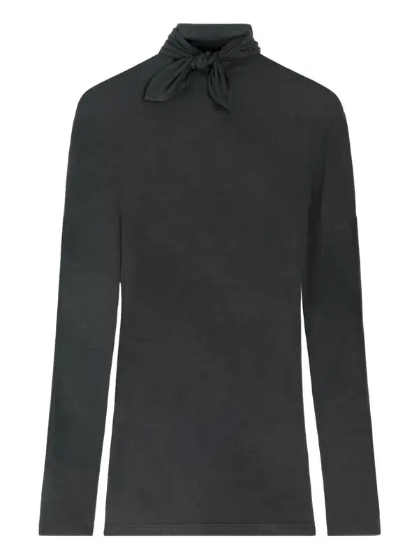 LEMAIRE Neck-tie Long-sleeve Top - Grey