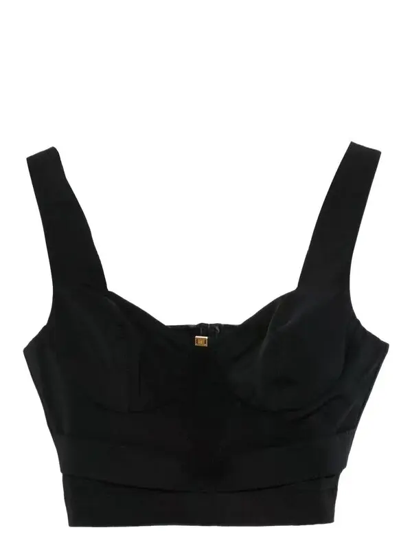 Elisabetta Franchi Sweetheart-neckline Cropped Top - Black