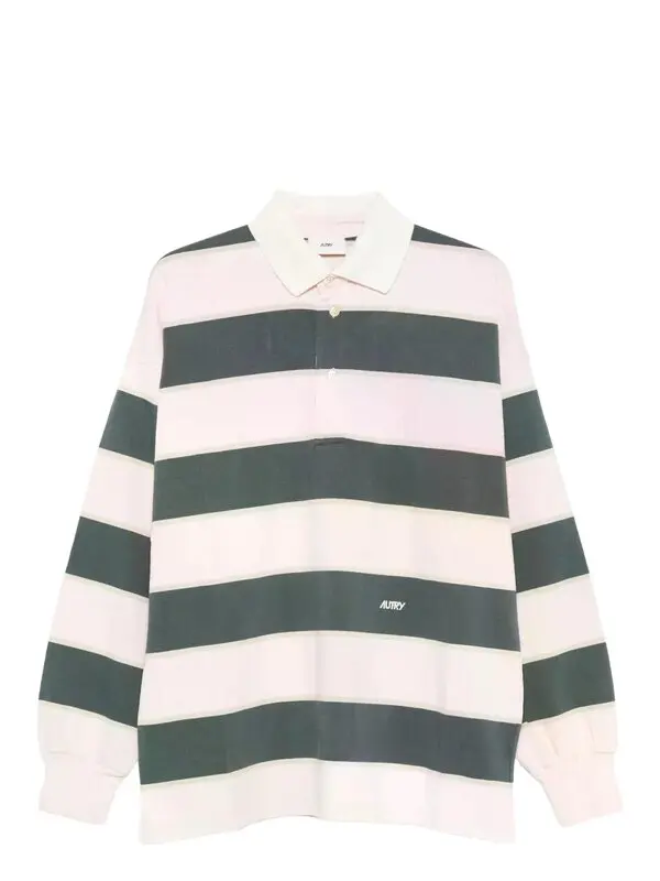 AUTRY Stripe Long-sleeve Polo Shirt - Pink
