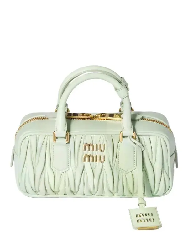 Miu Miu Arcadie Matelassé Leather Tote - Green