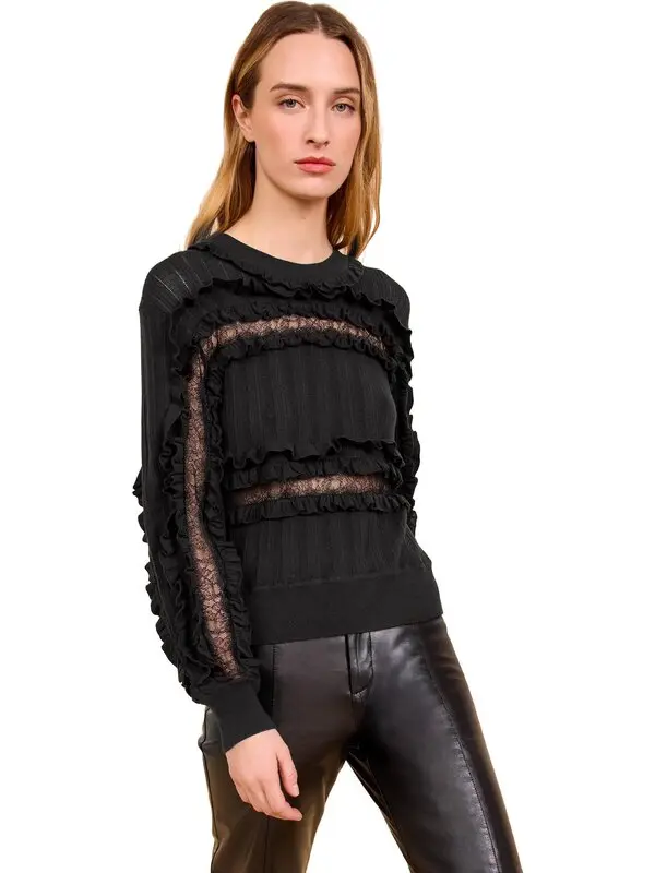 Ulla Johnson Demma Long Sleeve Knit Pullover - Noir