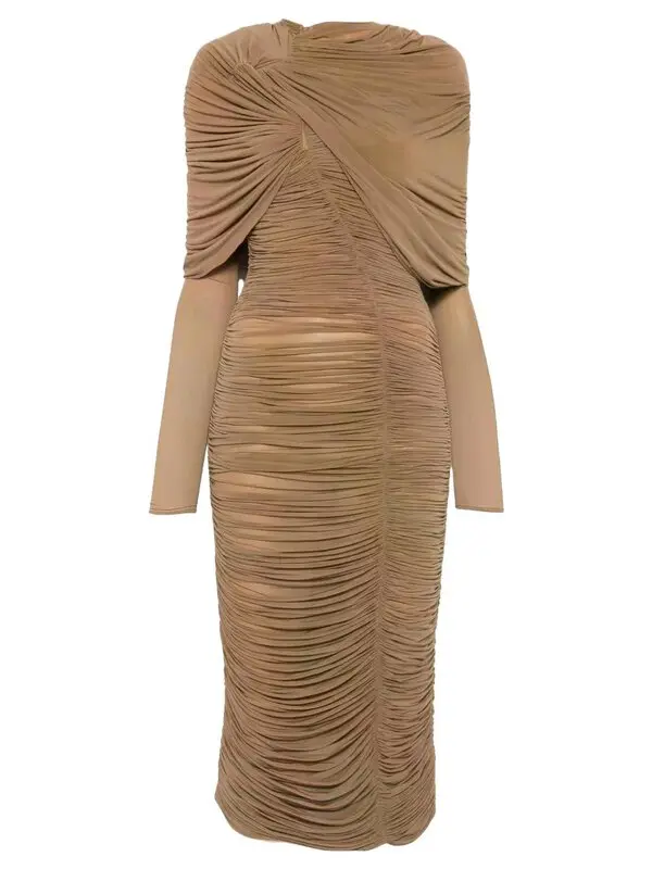 Magda Butrym Draped Midi Dress - Brown