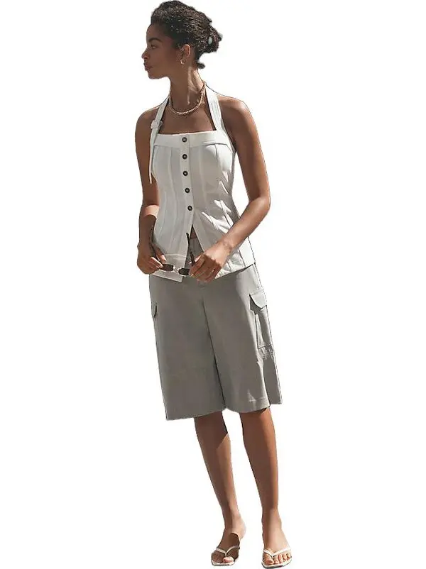 Maeve Slouchy Bermuda Shorts - Grey