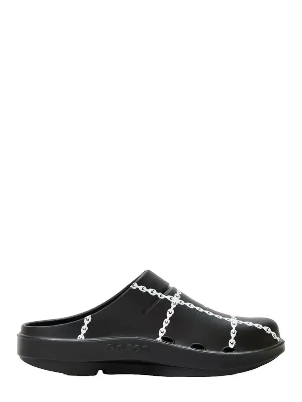 Undercover Chain-print Flat Mules - Black
