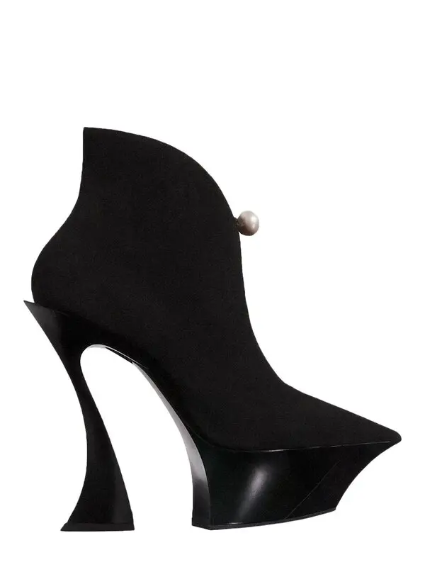 MUGLER Pearl-embellished Sculpted Heel Boots - Black