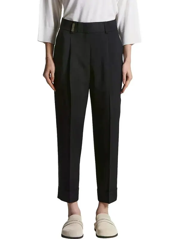 Peserico Pleated Side-stripe Trousers - Blue