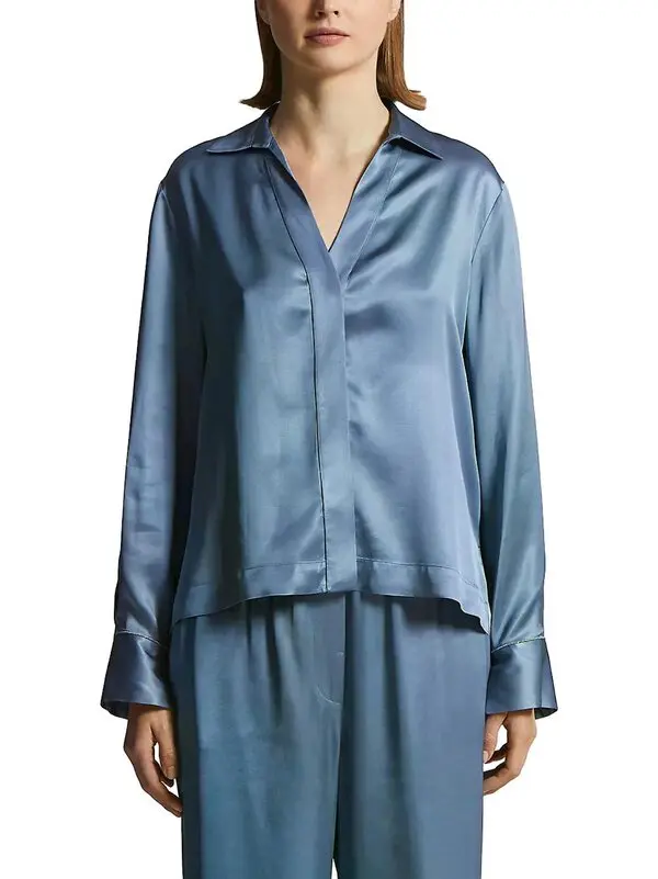 Peserico Satin Panelled Shirt - Blue