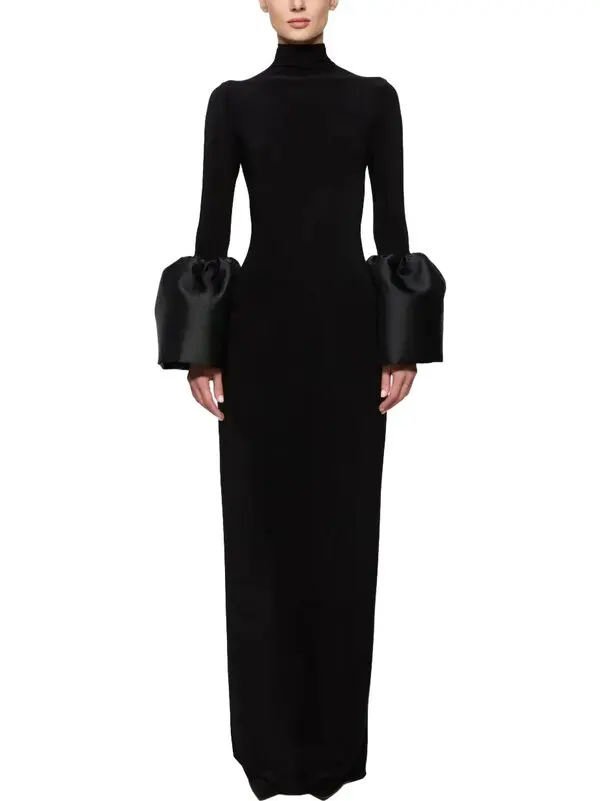 ATU BODY COUTURE Mock-neck Bell-sleeve Midi Dress - Black