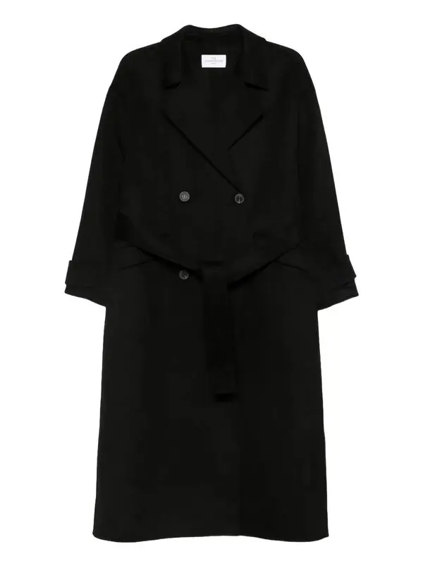 THE DYNAMIS STUDIO Belted Double-breasted Coat - Black