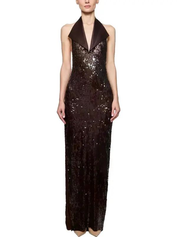 ATU BODY COUTURE Halterneck Sequin Midi Dress - Brown