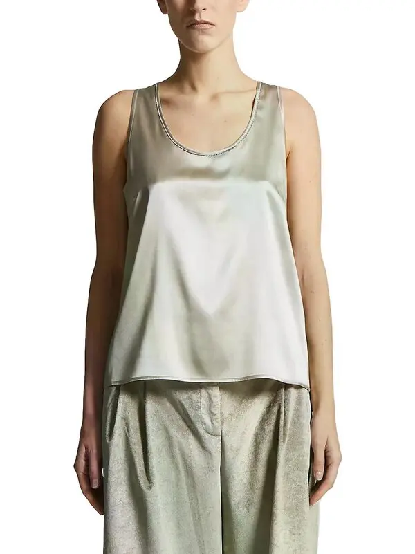 Peserico Embellished Satin Tank Top - Green