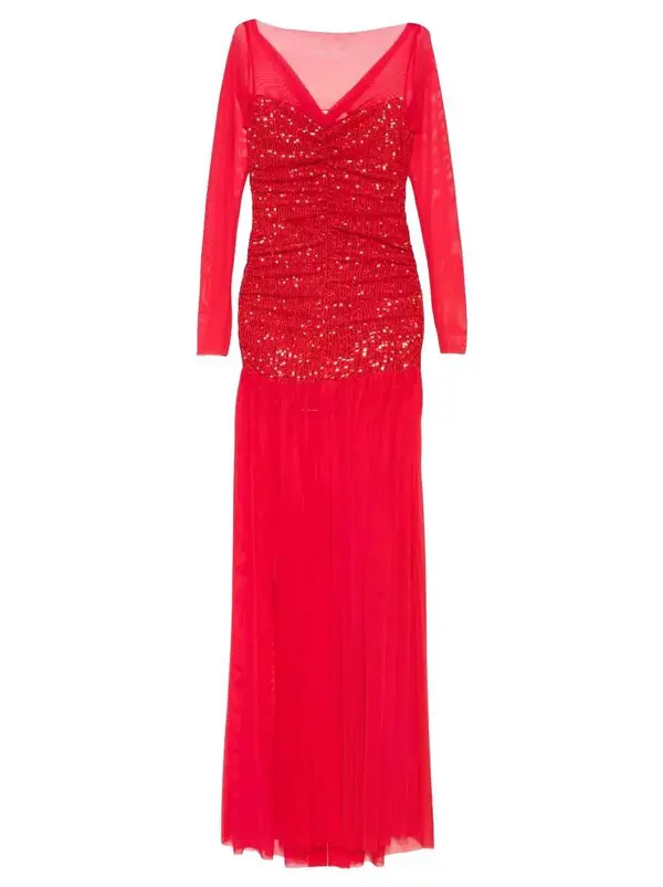ATU BODY COUTURE Sequin-embellished Mesh Maxi Dress - Red