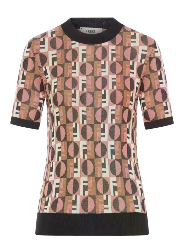 Fendi Geometric Jacquard T-shirt - Pink