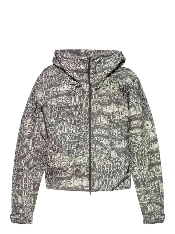Adidas By Stella McCartney Crocodile-print Hooded Jacket - Grey