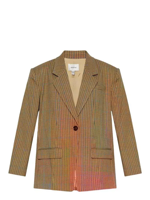 GESTUZ Checked Single-button Blazer - Neutrals