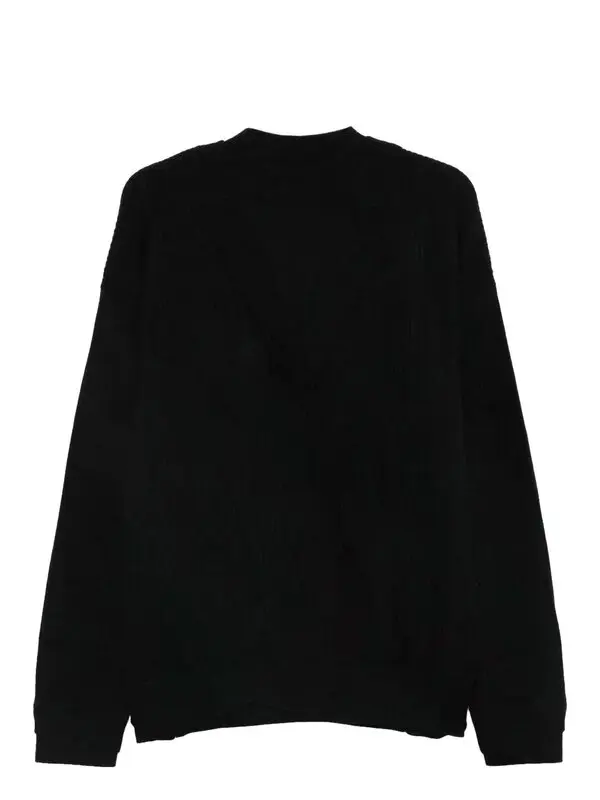 LANEUS Ribbed V-neck Sweater - Black