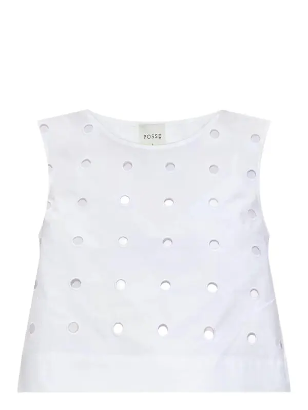 Posse Peggy Eyelet Sleeveless Top - White