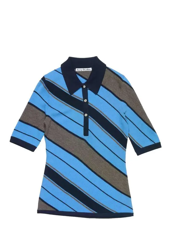 Acne Studios Diagonal-stripe Polo Shirt - Blue