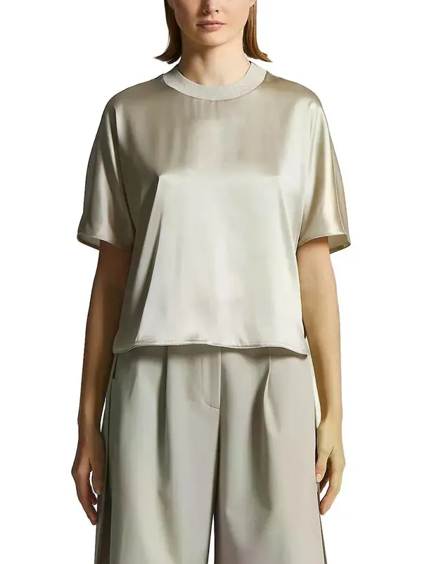 Peserico Satin-trimmed Boxy Top - Green