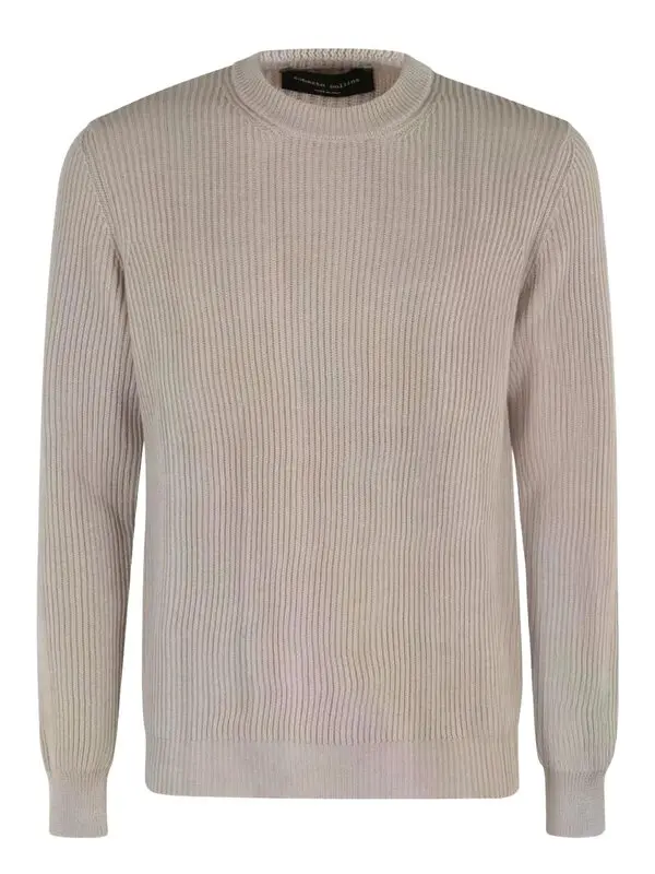 ROBERTO COLLINA Ribbed Knit Crew-neck Sweater - Neutrals