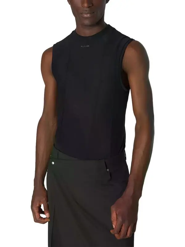 MUGLER Paneled Sleeveless Tank Top - Black