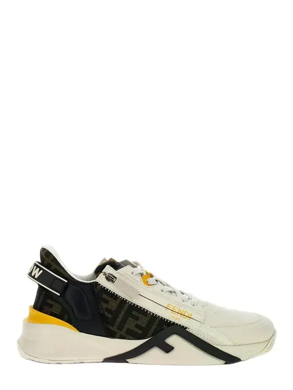 Fendi Flow Panelled Leather Sneakers - Neutrals